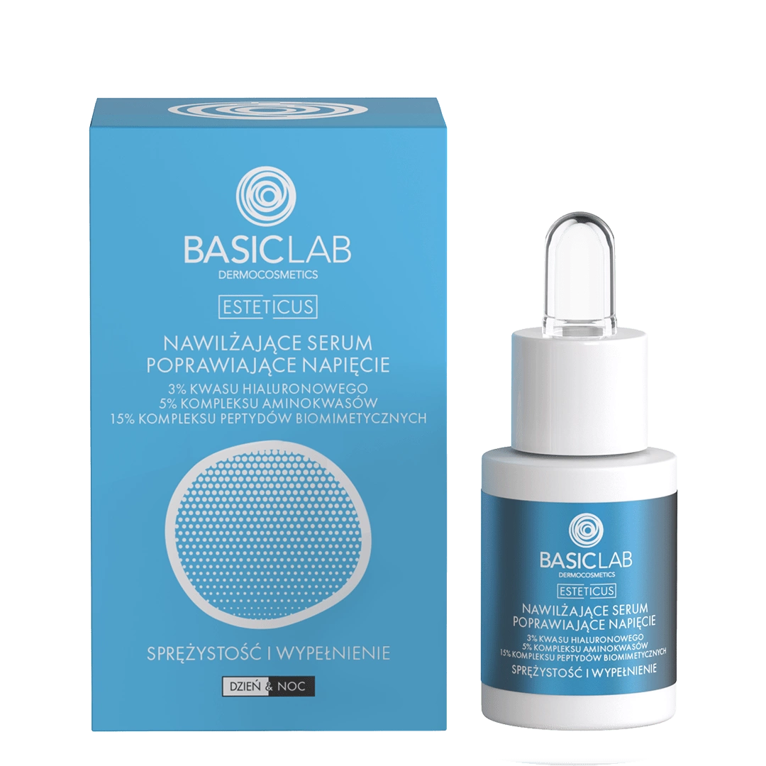 Nawilżające serum poprawiające napięcie z 3% kwasu hialuronowego, 15 ml | BasicLab